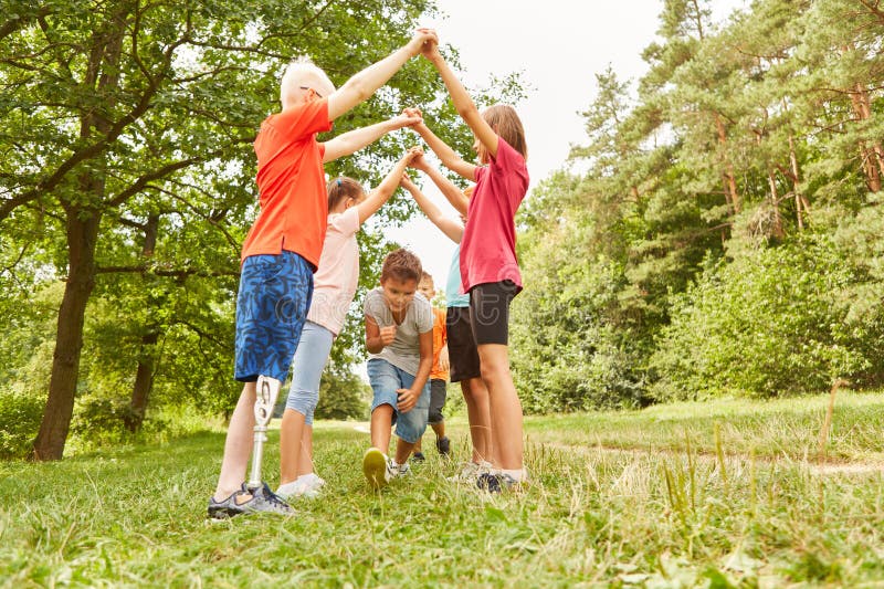 Group of Children at Birthday Party Outdoors Playing Games Stock Photo ...