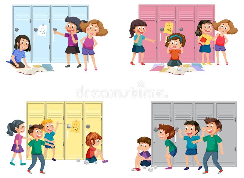 Group of Children Bully Friend Stock Vector - Illustration of kids ...