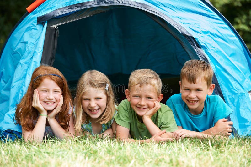 Group of Children on Camping Trip Together Stock Image - Image of ...
