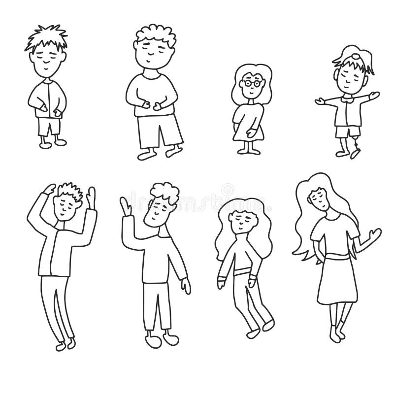 Group of Children in Doodle Style. Vector Design. Stock Vector ...