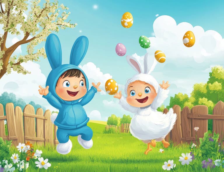 A Group of Children Dressed As Rabbits and Chickens in the Park Stock ...