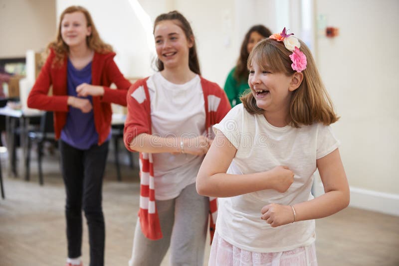 Group of Children Enjoying Dance Lesson at Stage School Together Stock ...