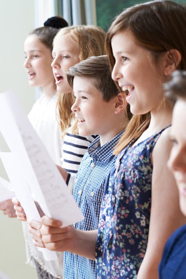 Group of Children Enjoying Singing Group Stock Photo - Image of person ...