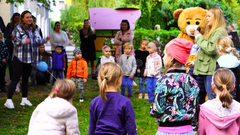 Group of Children Having Fun while Dancing during a Kindergarten Event ...