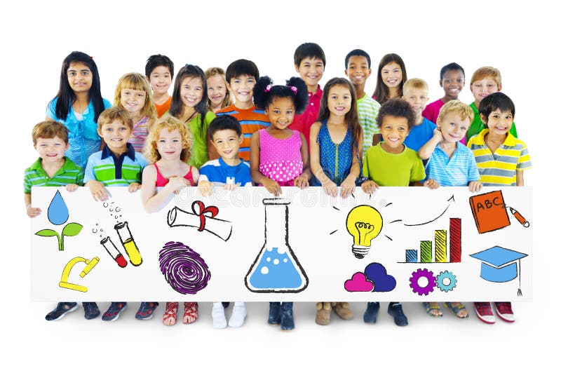 Group of Children Holding Education Concept Billboard Stock Image ...