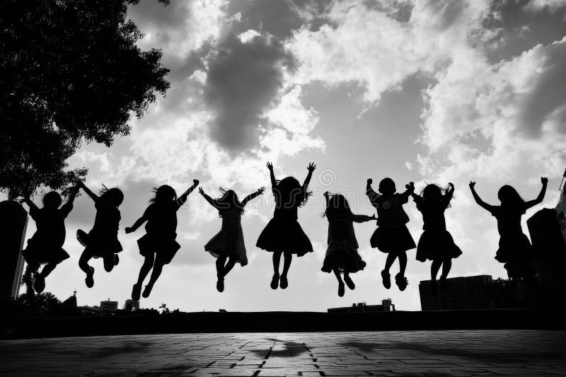 Children Jumping Sky Background Stock Illustrations – 1,184 Children ...