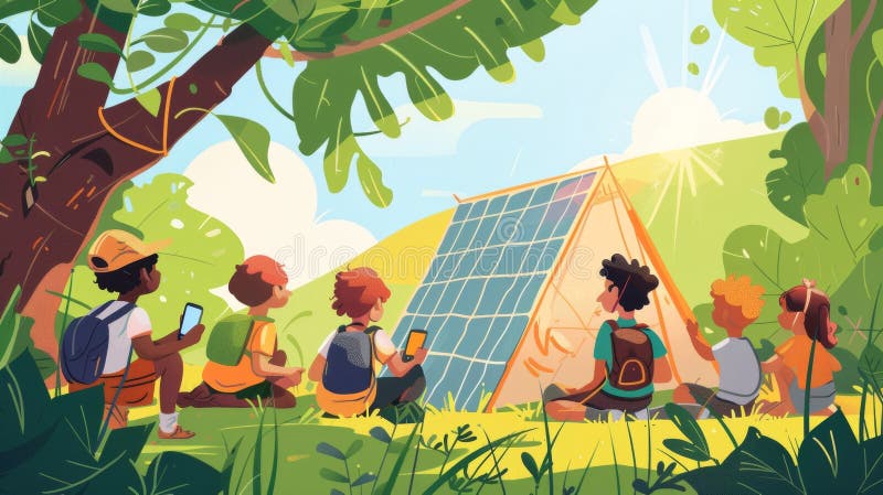 A Group of Children Learning about the Importance of Renewable Energy ...