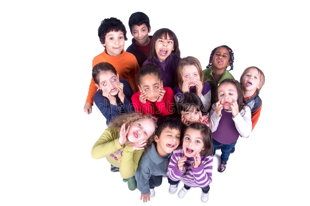 Group of Children Making Faces Stock Image - Image of laughing ...