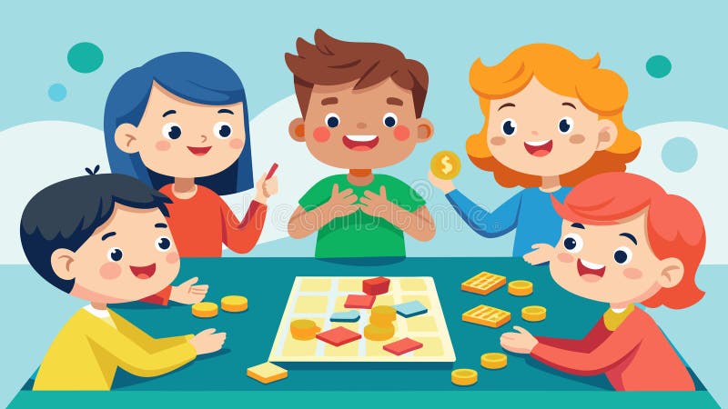 A Group of Children Playing a Board Game about Managing Money Learning ...