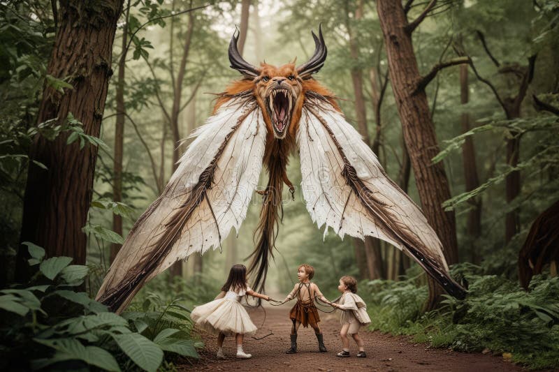 A Group of Children are Playing in a Forest, with a Large Stock ...