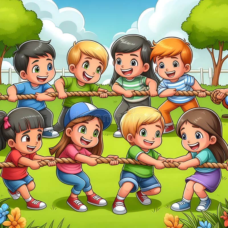 A Group of Children Playing . Stock Illustration - Illustration of ...
