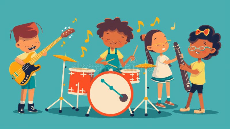 A Group of Children Playing Music Together Stock Image - Image of ...