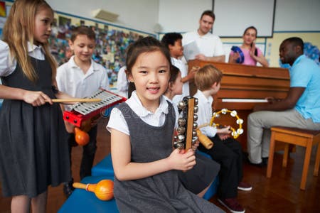 Group of Children Playing in School Orchestra Together Stock Photo ...