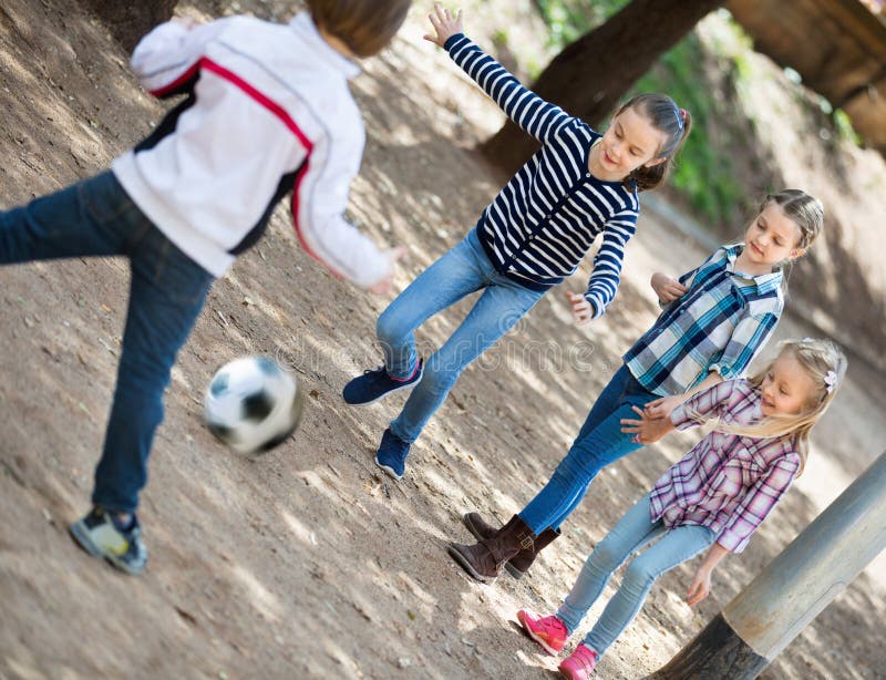 Group of Children Running after Ball Stock Image - Image of happiness ...