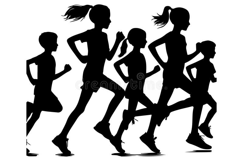 Group of Children Running , Front View Graphic Vector Stock Vector ...