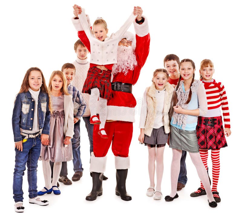 Group of Children with Santa Claus. Stock Image - Image of season ...