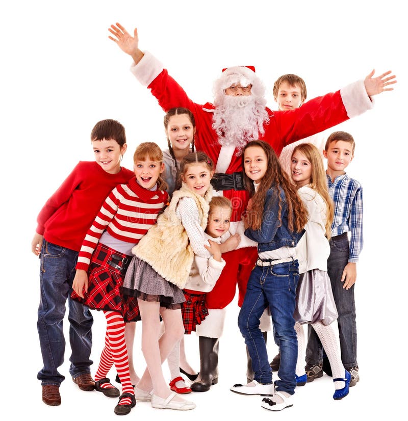 Group of Children with Santa Claus. Stock Photo - Image of ...