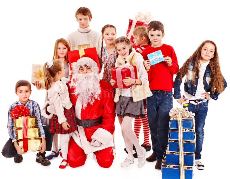 Group of Children with Santa Claus. Stock Photo - Image of party, girl ...