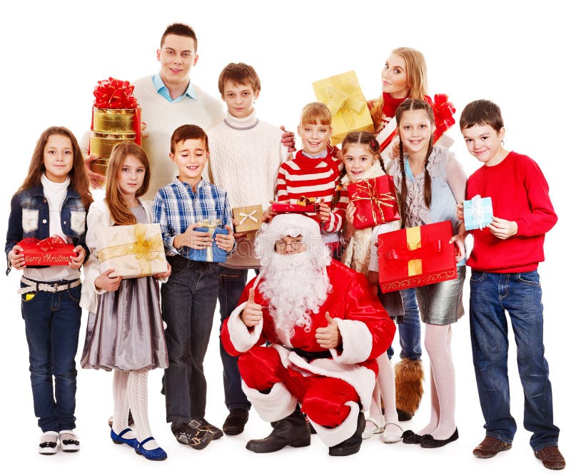 Group of Children with Santa Claus. Stock Photo - Image of group ...