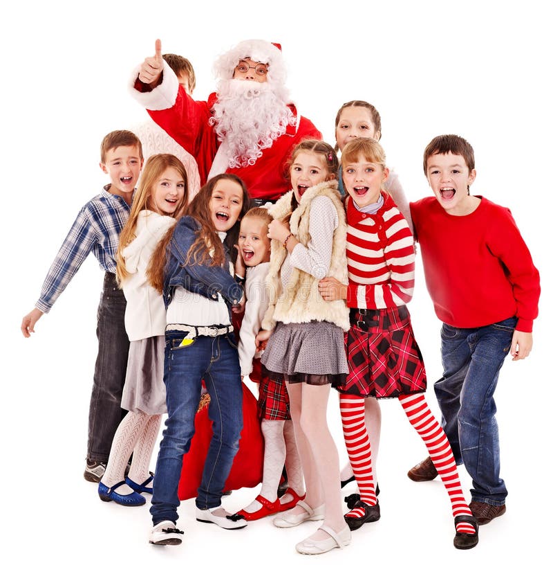 Group of Children with Santa Claus. Stock Image - Image of santa ...