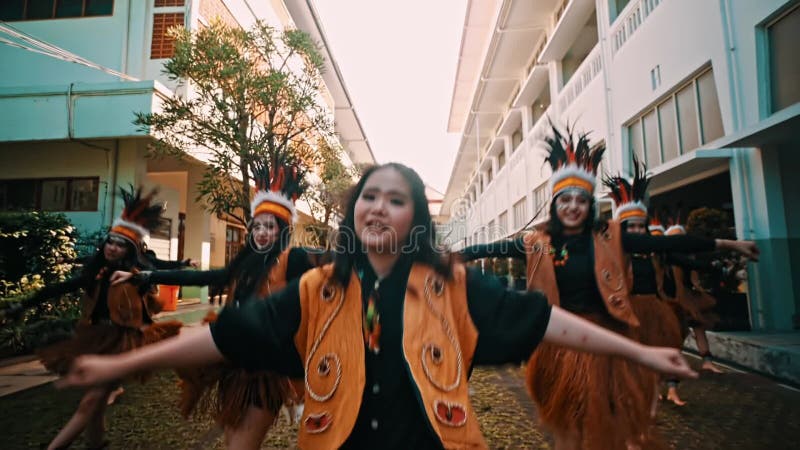 Group of Children in Scout Uniforms Dancing Outdoors Stock Footage ...