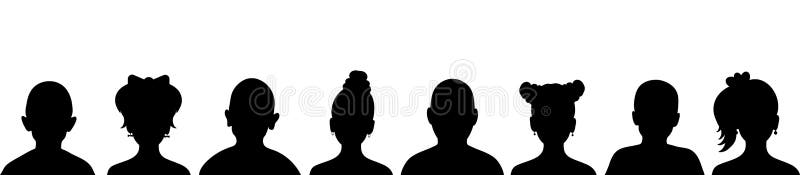 Group of Children, Silhouette of Portraits. Vector Illustration Stock ...