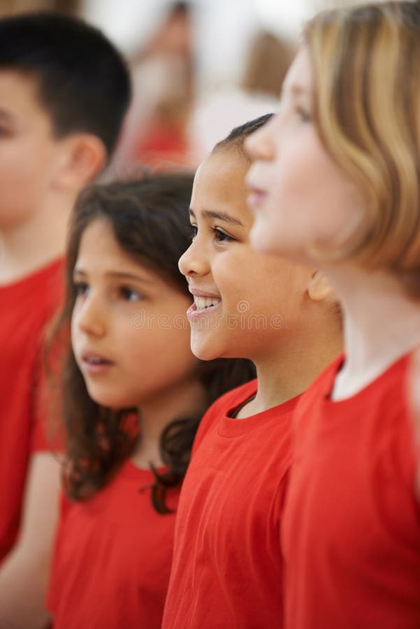 Group of School Children Singing in Choir Together Stock Image - Image ...