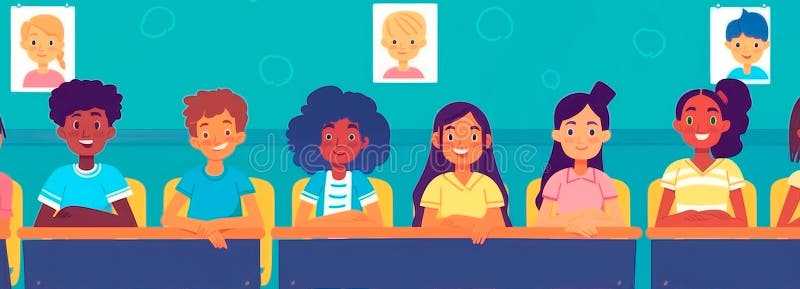 A Group of Children Sitting in Classroom with Smiling Face, Typical ...