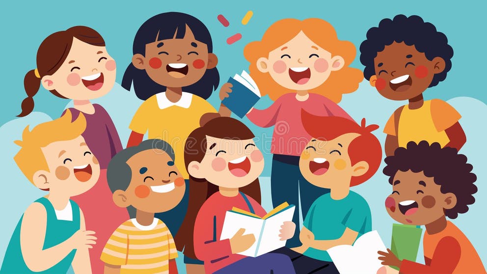 A Group of Children of Various Backgrounds Laughing and Storytelling ...