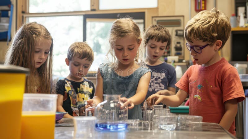 Group of Children Working on a Science Experiment during a Hands-on ...