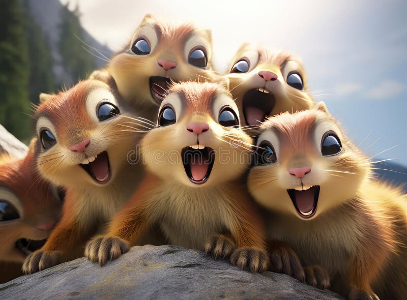 A Group of Chipmunks Sitting Around a Campfire. Generative AI Image ...