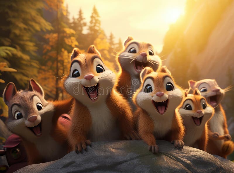 A Group of Chipmunks Sitting Around a Campfire. Generative AI Image ...