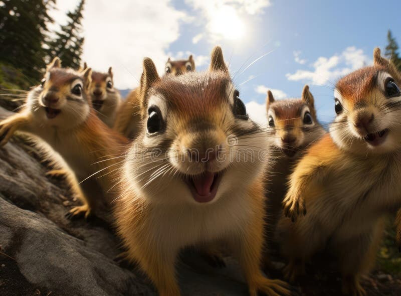 A Group of Chipmunks Sitting Around a Campfire. Generative AI Image ...