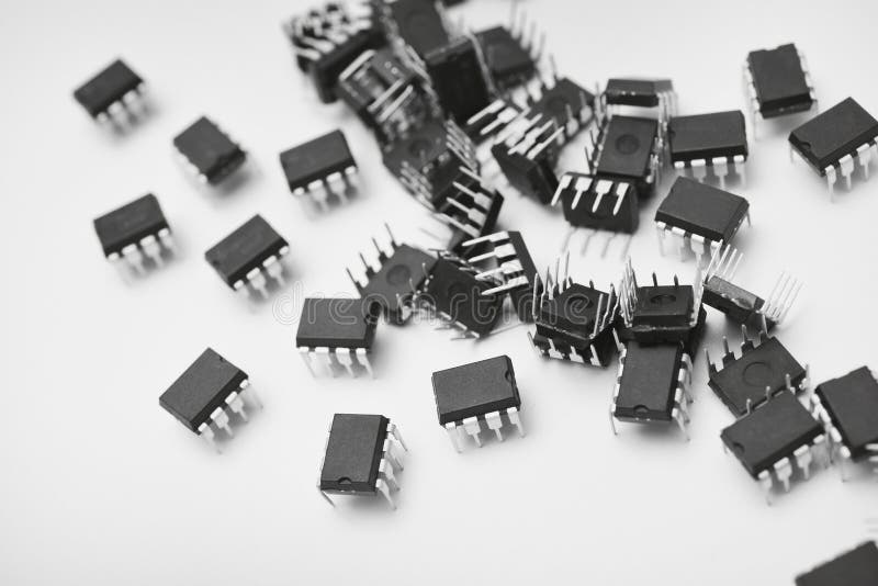 Group Chips White Background Computer Components Semiconductor Devices ...