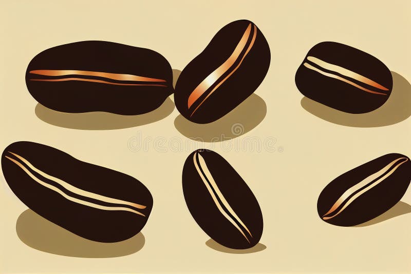 A Group of Chocolate Beans on a White Background with Shadows on the ...