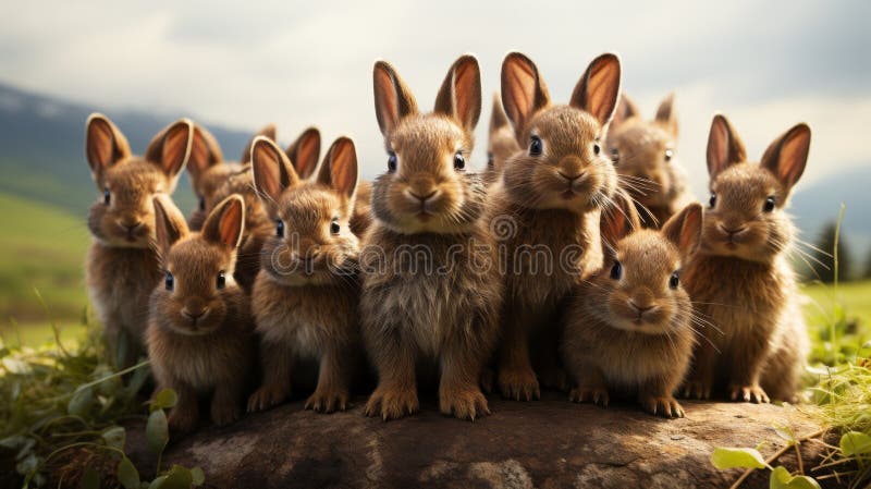 A Group of Chocolate Bunnies. Generative AI. Stock Illustration ...
