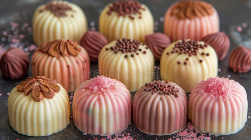 A Group of Chocolate Covered Desserts are Arranged on a Table, AI Stock ...