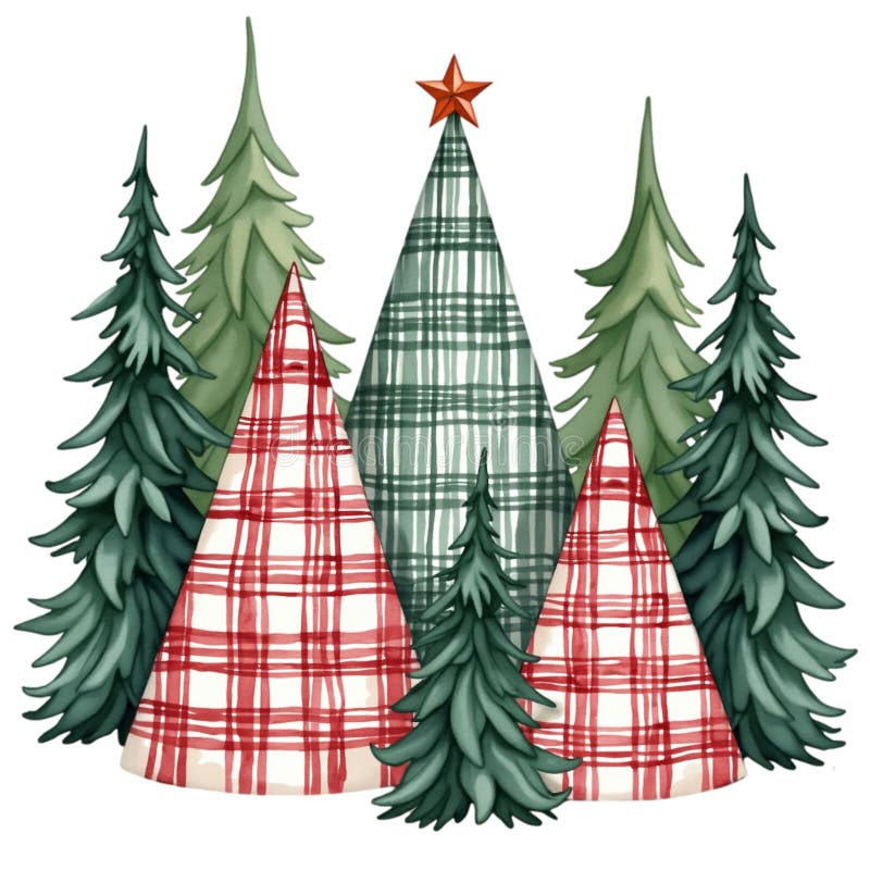 A Group of Christmas Trees with Various Patterns and Colors Stock Photo ...