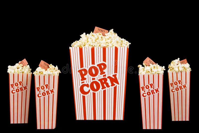 Group of Classic Boxes of Popcorn Stock Image - Image of movie, popped ...