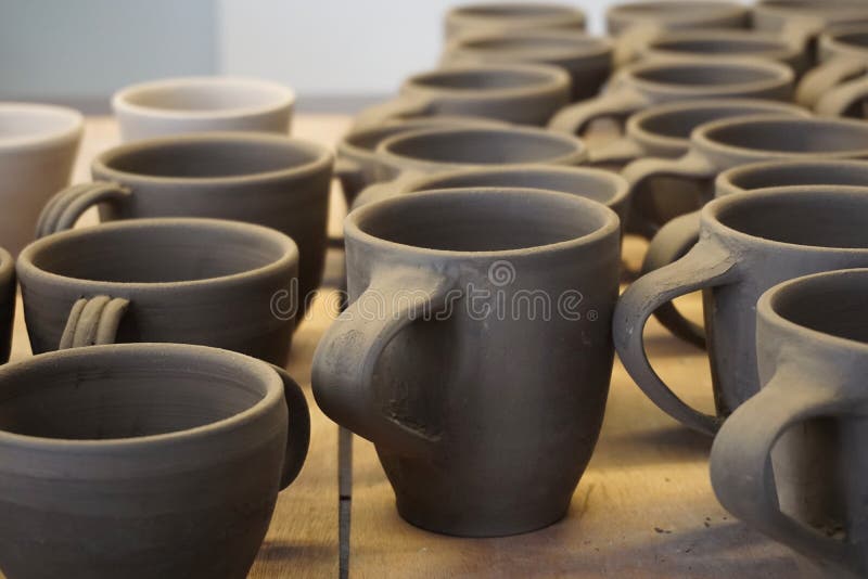 Group of clay cups stock photo. Image of kitchen, decoration - 82387014