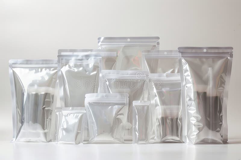 A Group of Clear Plastic Bags with Different Sizes Stock Photo - Image ...