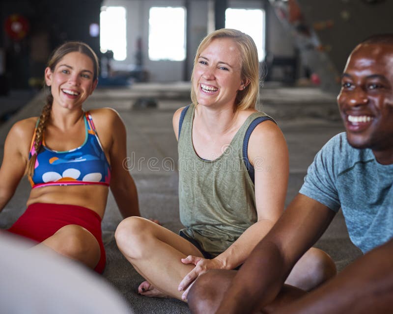 Group of Climbers and Instructors Taking a Break Sitting by Climbing ...