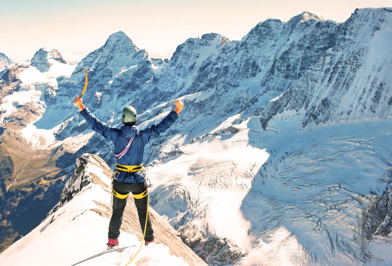 Group of Climbers Reaching the Summit Stock Image - Image of active ...