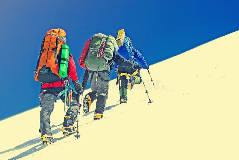 Group of Climbers Reaching the Summit Stock Photo - Image of ...