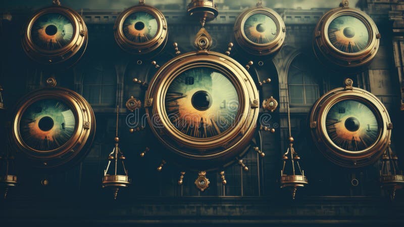 A Group of Clocks with Different Eyes on Them. Generative AI Image ...