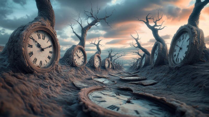 A Group of Clocks are Lined Up in a Row on the Ground, AI Stock Image ...