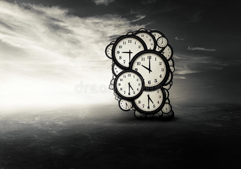 Group of Clocks with Too Early on Time and Too Late Captions and Stock ...