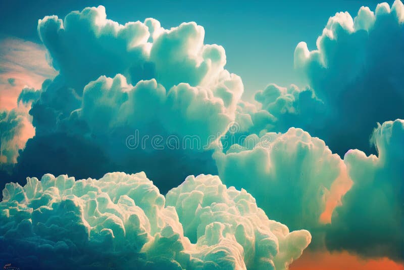 A Group of Clouds that are in the Sky Together Stock Illustration ...