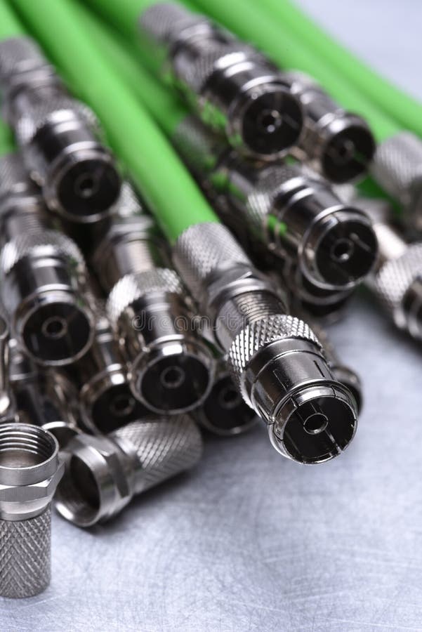 Group of Coaxial Tv Connectors Stock Image - Image of frequency, coax ...