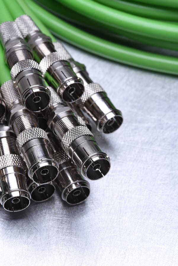 Group of Coaxial Tv Connectors Stock Image - Image of closeup, medium ...